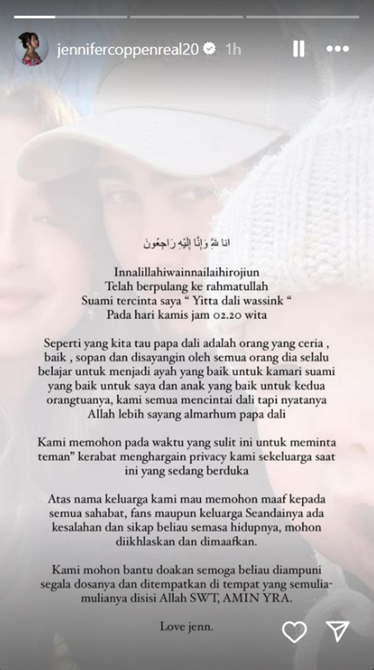 Kabar Duka, Suami Jennifer Coppen Meninggal Dunia Kabar Duka, Suami Jennifer Coppen Meninggal Dunia