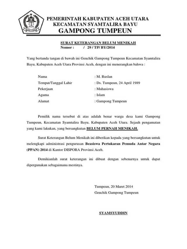 Cara Membuat dan Contoh Surat Keterangan Belum Menikah | Popbela.com