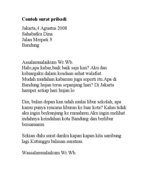 15 Contoh Surat Pribadi Beserta Strukturnya Lengkap | Popbela.com