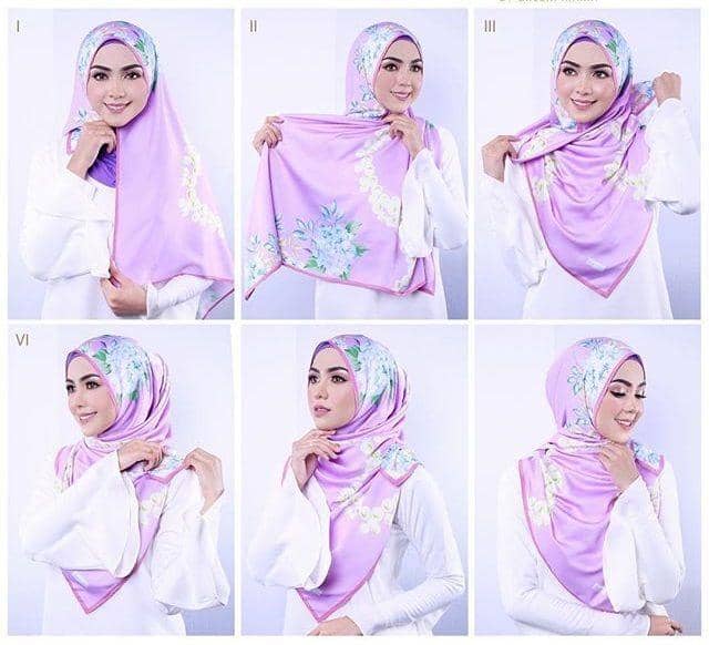 15 Tutorial Hijab Segi Empat Menutup Dada, Sopan dan Stylish | Popbela.com