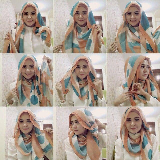 15 Tutorial Hijab Segi Empat Menutup Dada, Sopan dan Stylish | Popbela.com