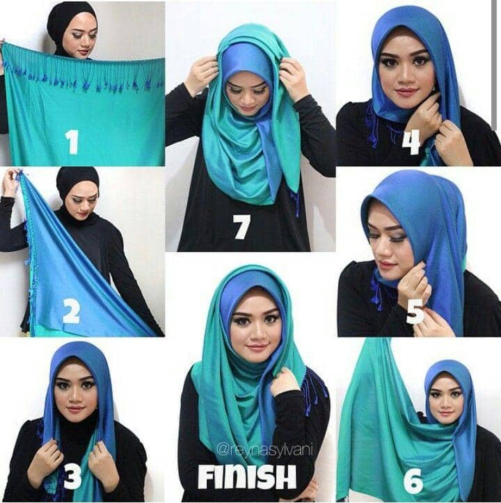 15 Tutorial Hijab Segi Empat Menutup Dada, Sopan dan Stylish | Popbela.com