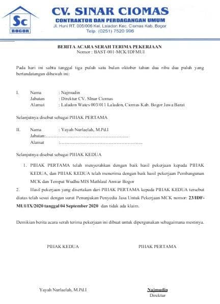 6 Contoh Surat Berita Acara Serah Terima dan Cara Membuatnya | POPBELA.com