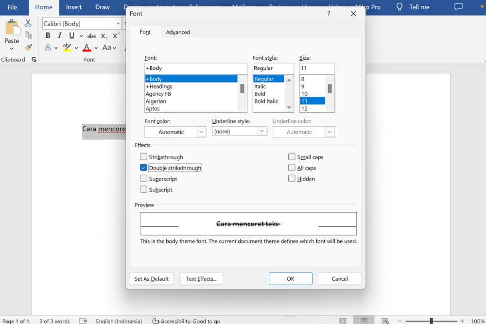 3 Cara Mencoret Tulisan di Word dengan Keyboard dan Toolbar | POPBELA.com