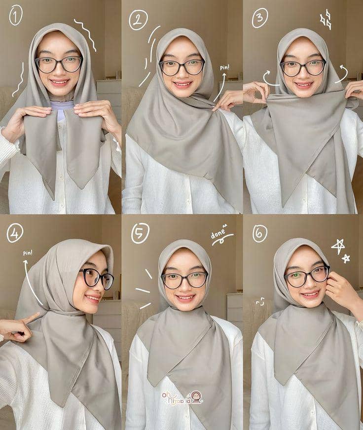 15 Tutorial Hijab Segi Empat Menutup Dada, Sopan dan Stylish | Popbela.com