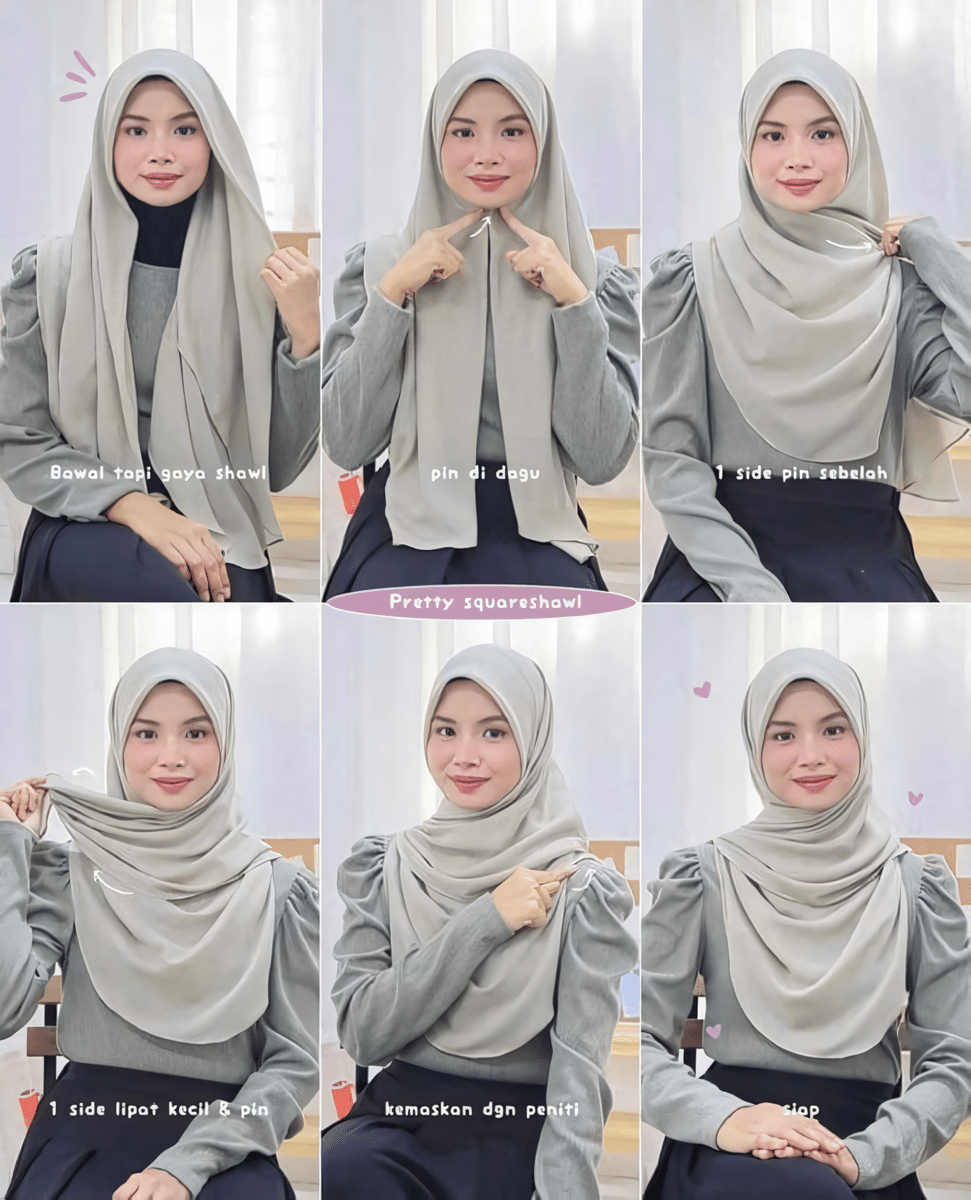 15 Tutorial Hijab Segi Empat Menutup Dada, Sopan dan Stylish | Popbela.com